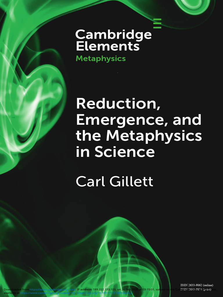 Reduction Emergence and The Metaphysics in Science | PDF | Reductionism ...