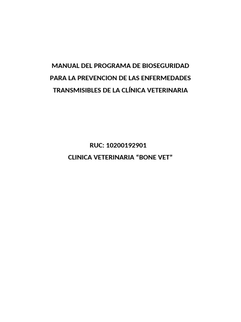 Manual Del Programa de Bioseguridad Trabajo | PDF