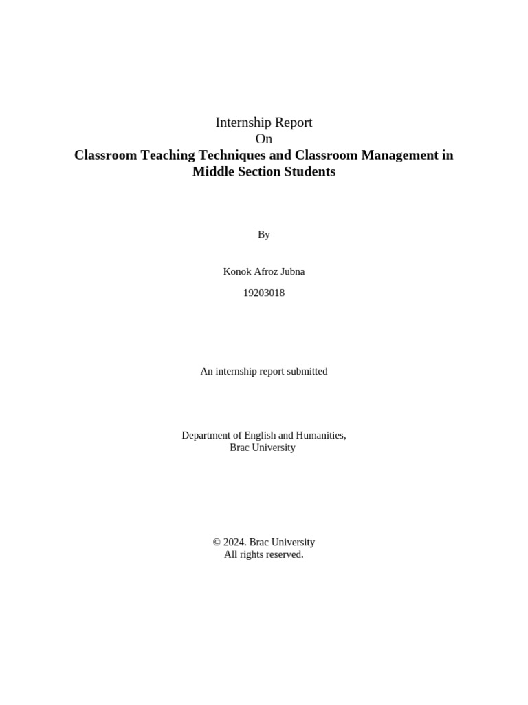 Internship-Report Final Draft Konok Afroz Jubna 19203018 | PDF ...