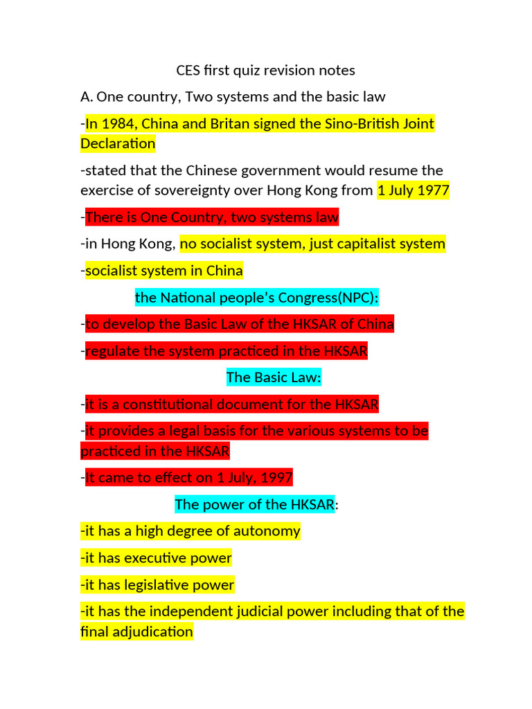 CES quiz 1 revision notes | PDF