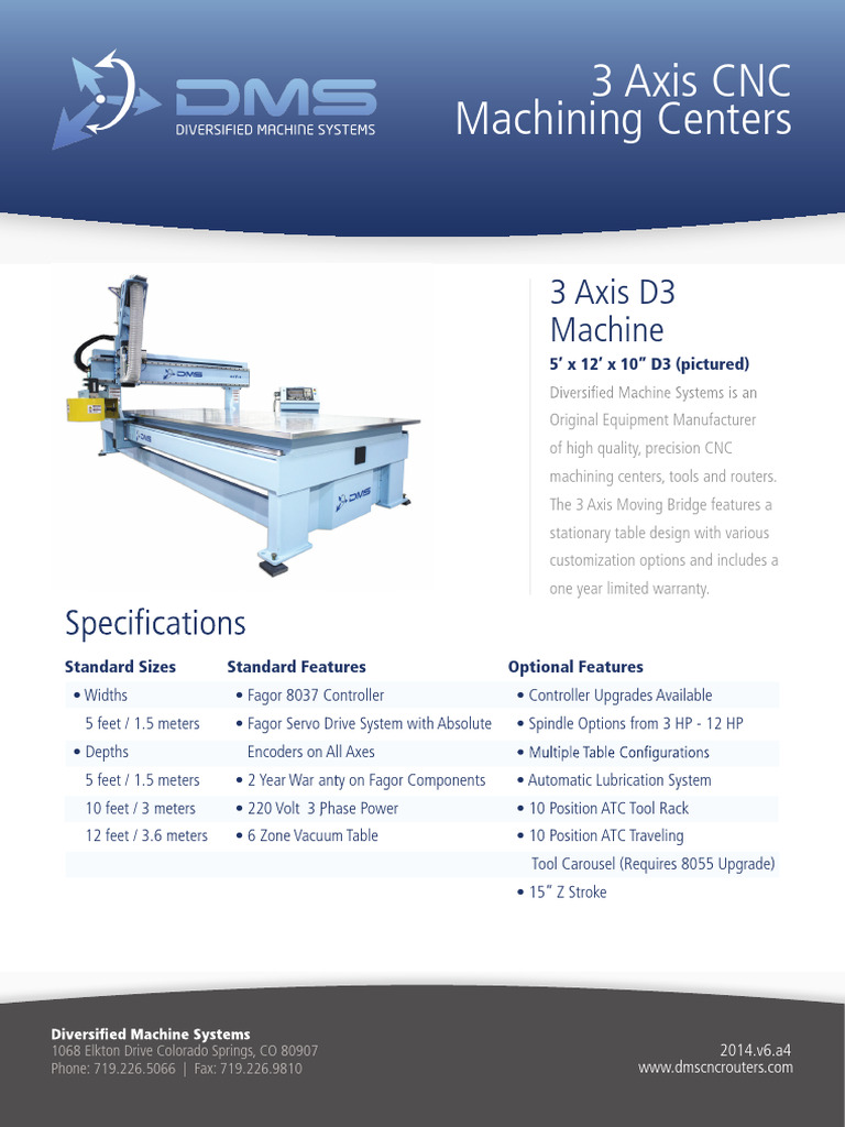 DMS 3 Axis D3 Machine v6 A4 | PDF | Numerical Control | Mechanical ...