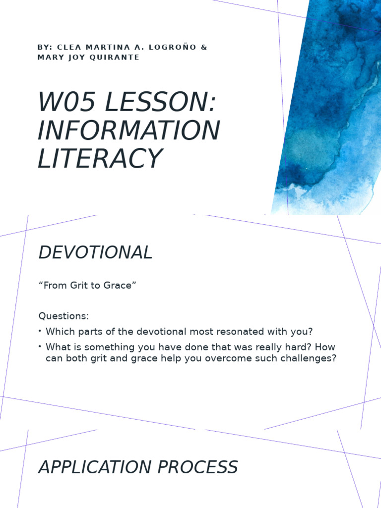 W05 Lesson Information Literacy Autosaved | PDF | Adolescence | Information