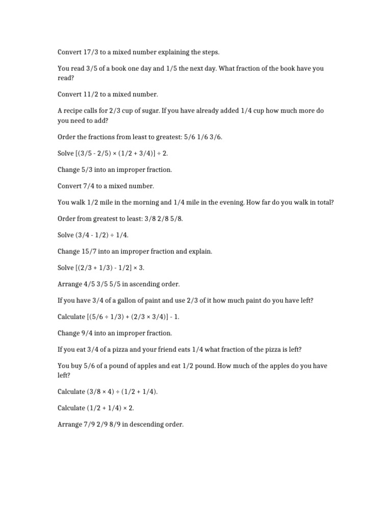 Math Questions Random Order Final | PDF