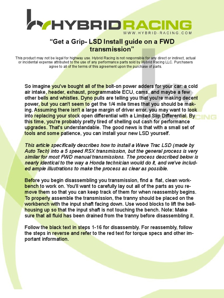 LSD Install Guide | PDF | Screw | Transmission (Mechanics)