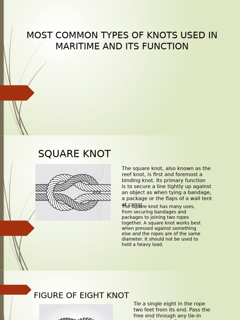 Different Typees of Knots and Its Uses Seam 1 - L | PDF | Knot | Ropework