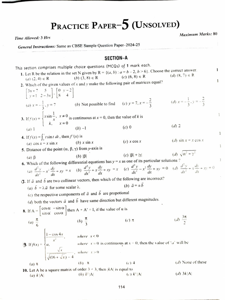 Full marks sample paper | PDF | Applied Mathematics | Mathematics