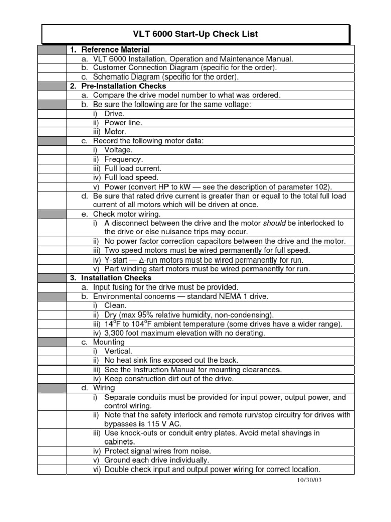 Start Up Checklist | Engineering | Electric Power
