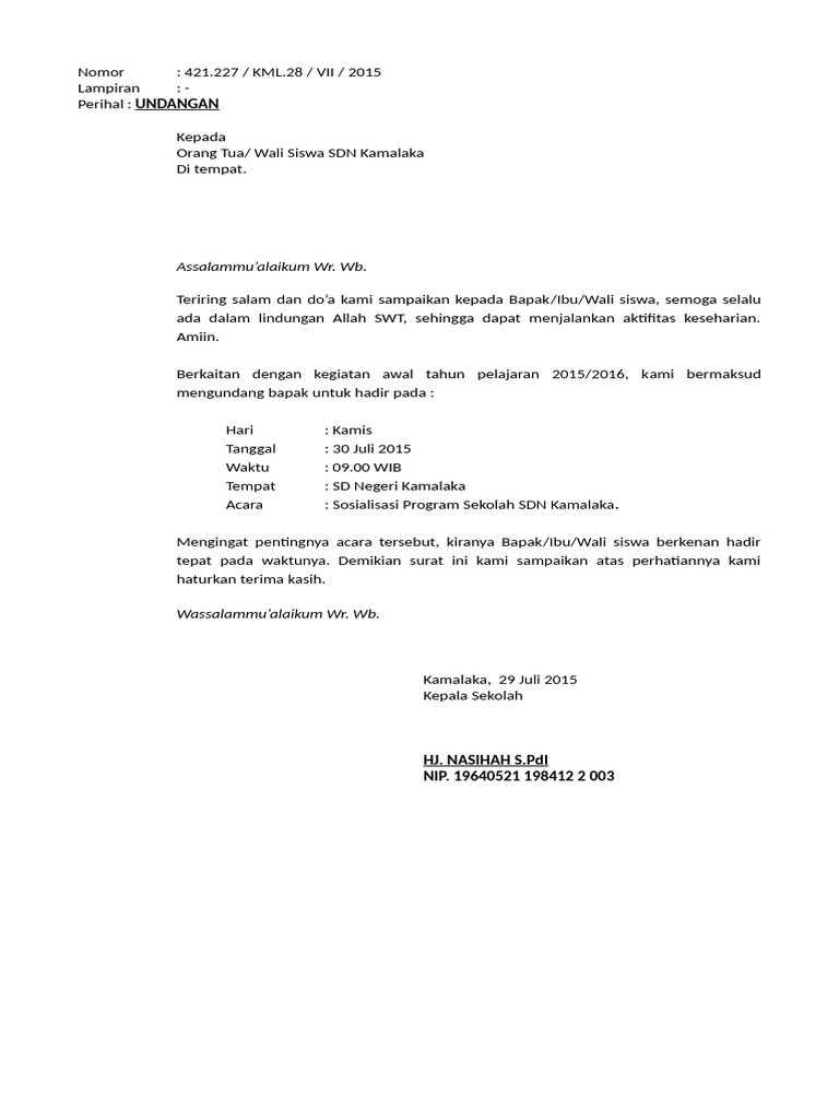 Surat Undangan Rapat Gugus | PDF