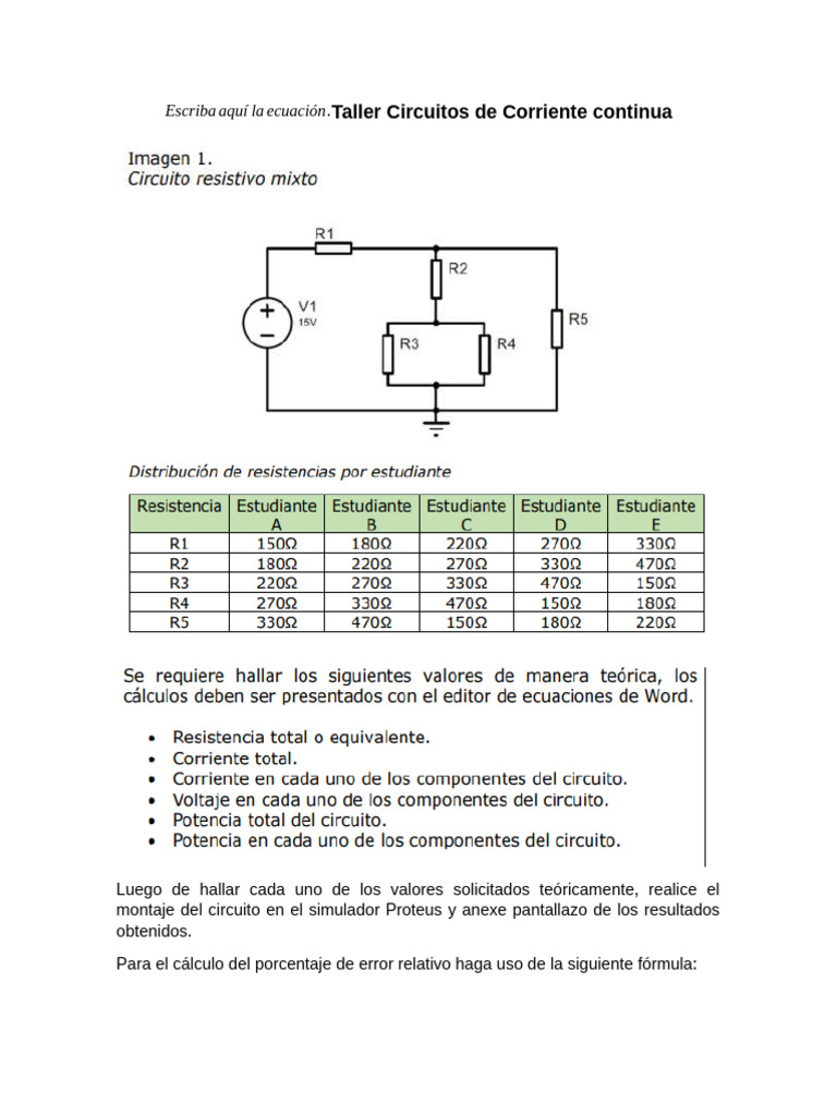 Taller corriente continua | PDF