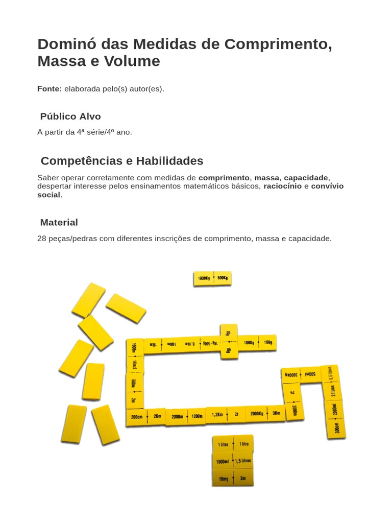 Dominó Das Medidas de Comprimento | PDF