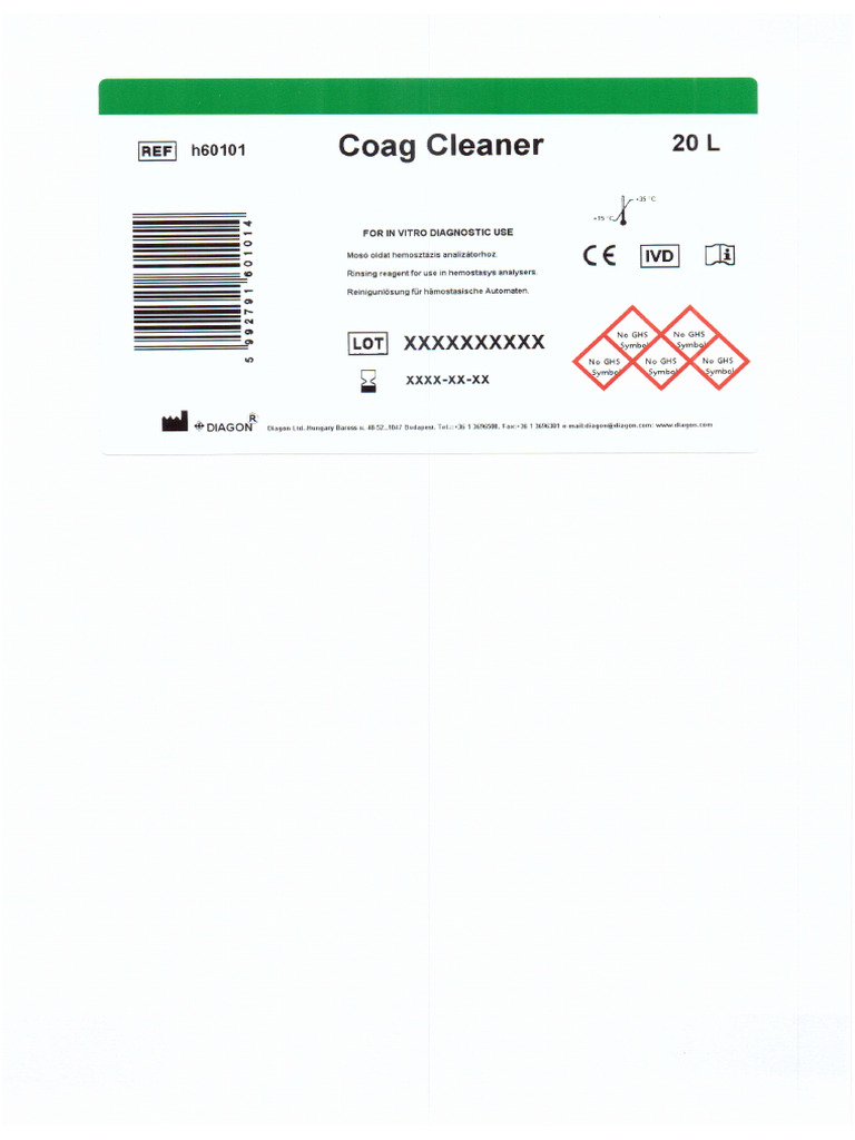 h60101 Coag Cleaner címke minta | PDF