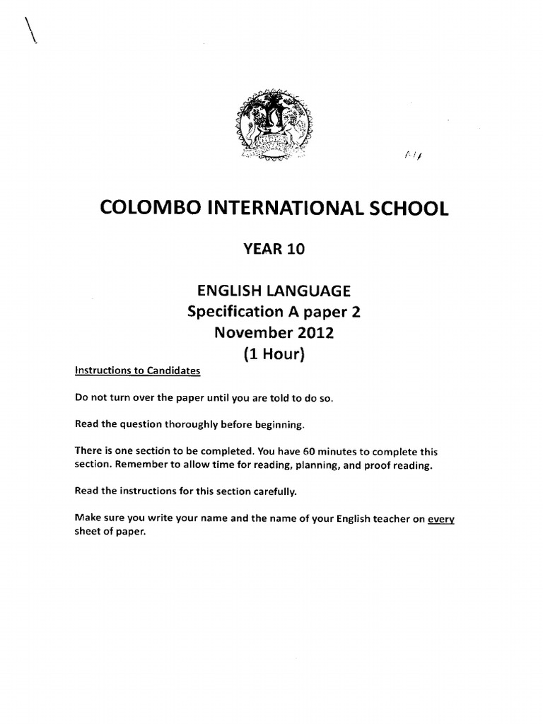 English Language A Paper 2 | PDF