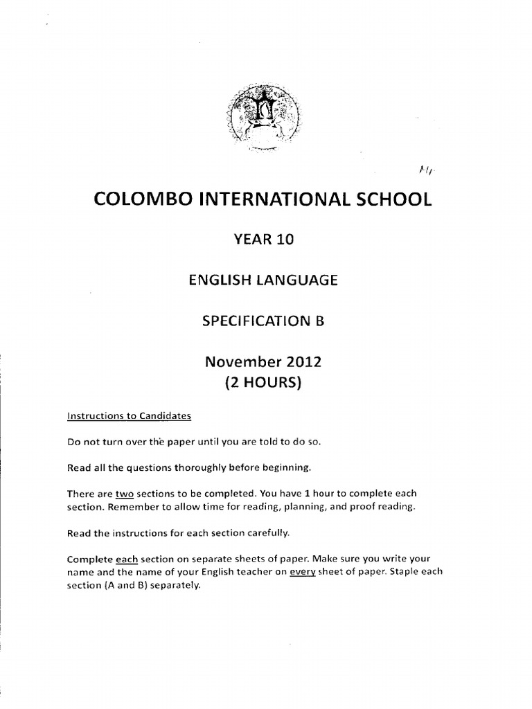English Language B | PDF