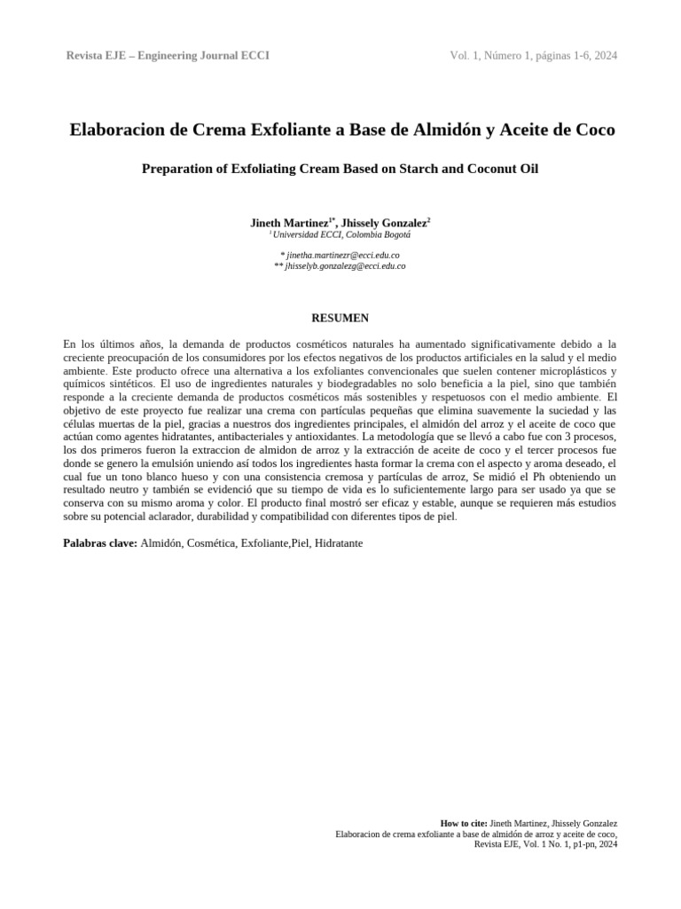 Articulo Crema Exfoliante | PDF | Fase (materia) | Emulsión