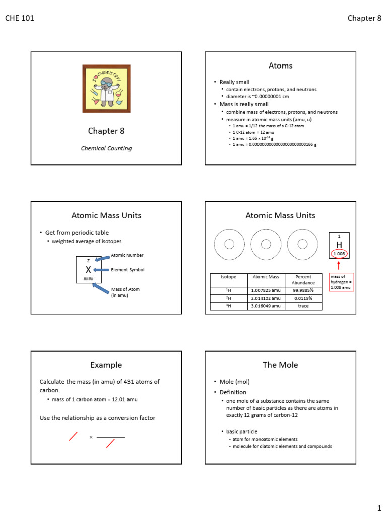101 Ch8 Lecture Su20 | PDF | Mole (Unit) | Molecules