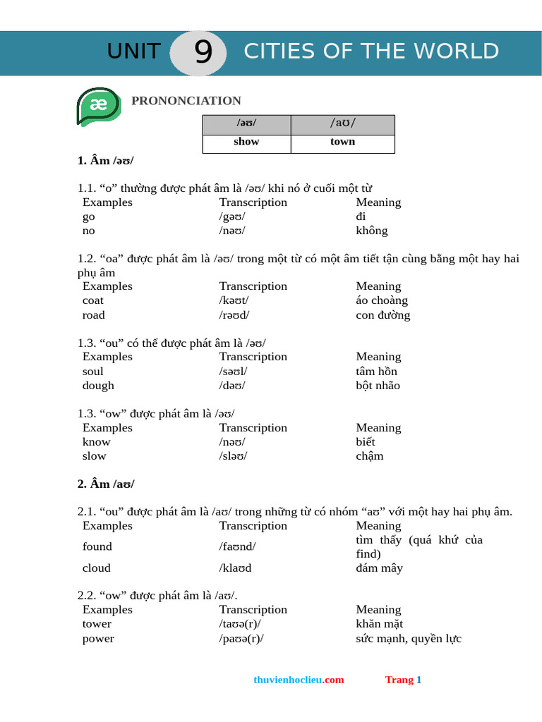 Tieng Anh 6 GLOBAL SUCCESS Unit 9 | PDF