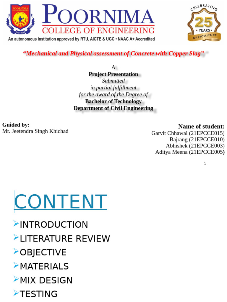 Copper Slag Project PPT 2024-25 | PDF | Concrete | Construction Aggregate