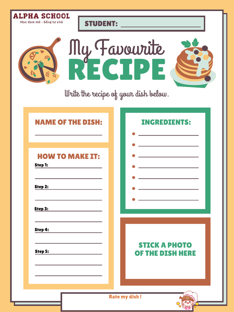Recipe Writing Worksheet Template | PDF