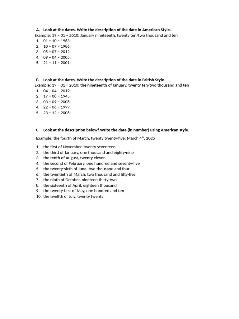 Writing Dates in American and British Styles | PDF