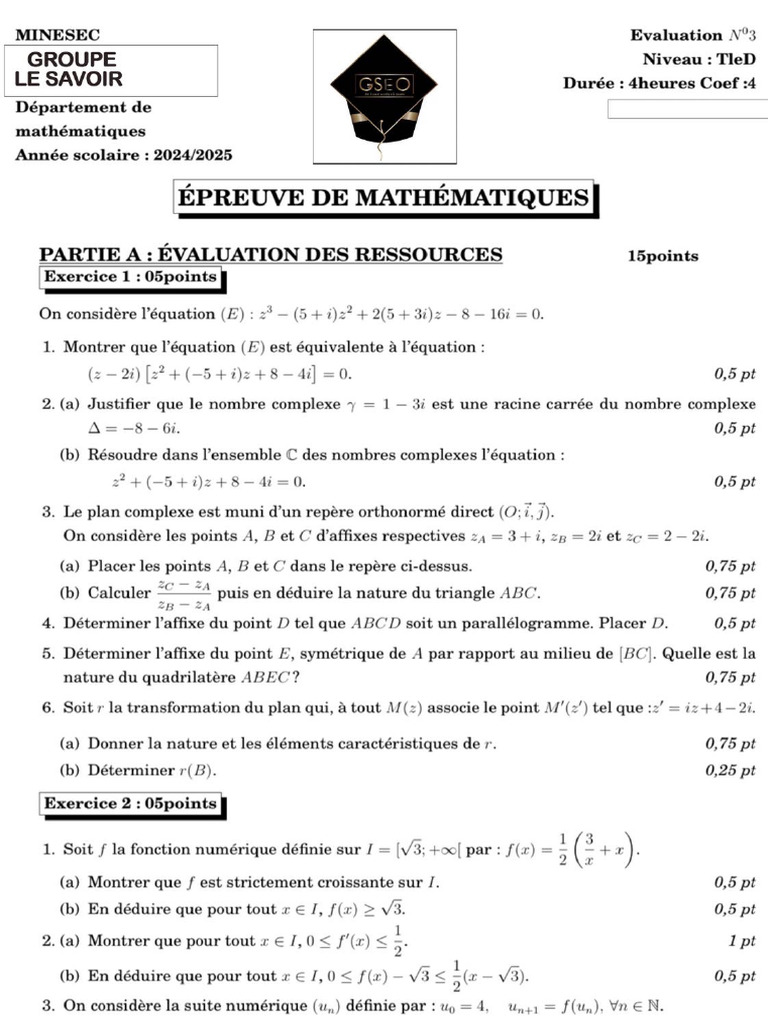 MATHS Tle D | PDF