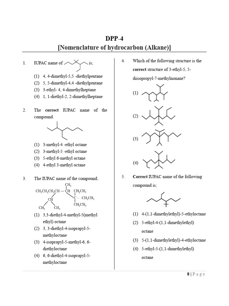 Merge DPP - 01 - 9 - IUPAC - Chemistry - Dropper NEET 8 | PDF