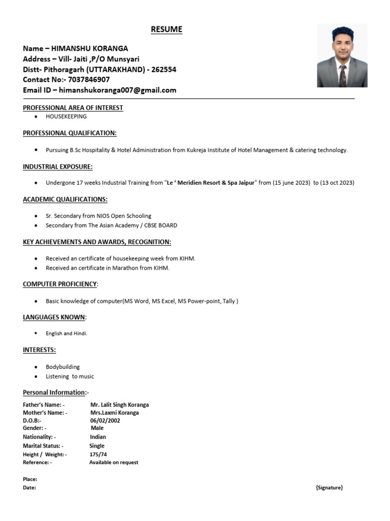 Himanshu Koranga Resume | PDF