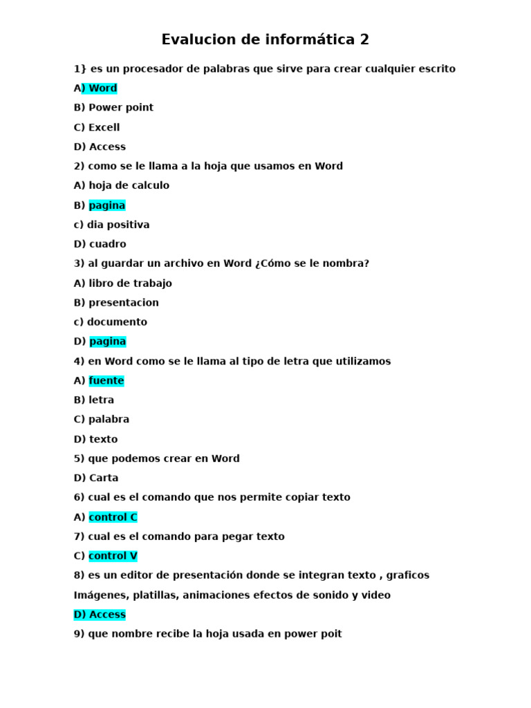 Evalacion de Informatica 2 | PDF