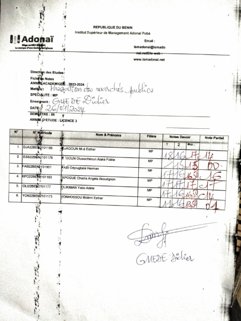 Fiche de Note Licence 3 ISM POBE (Passation Des Marchés Publics) | PDF