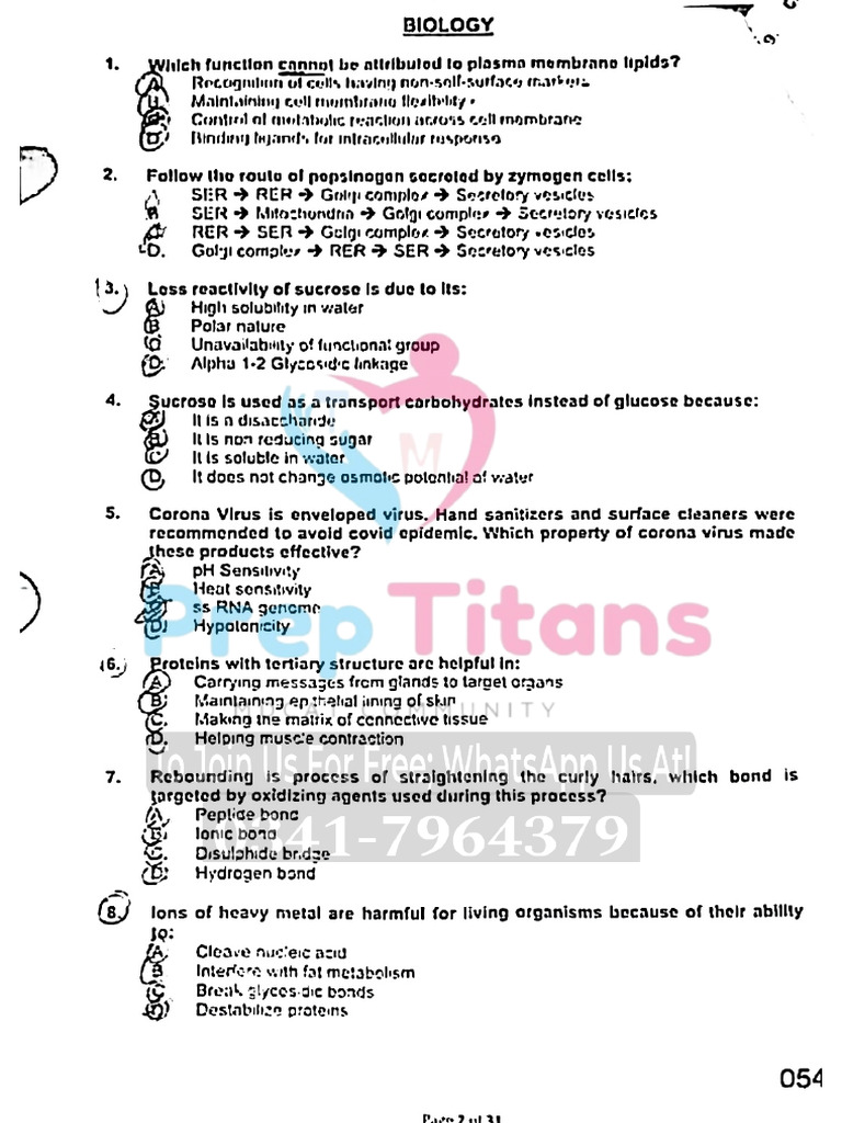 NUMS MDCAT 2024 (Complete Original PDF | PDF
