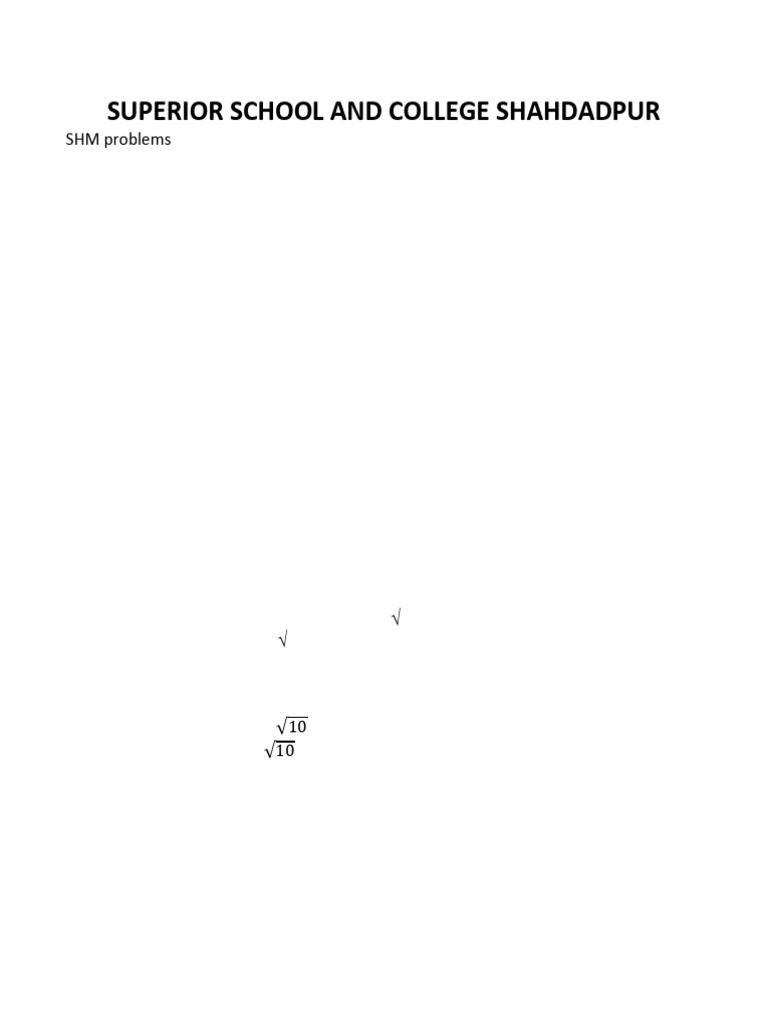 SHM Problems and Solutions Guide | PDF | Oscillation | Mechanics
