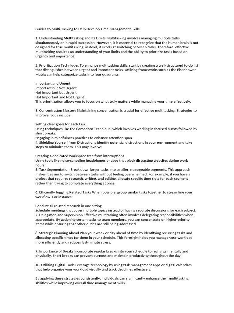 Guides To Multitasking | PDF | Time Management | Professional Skills