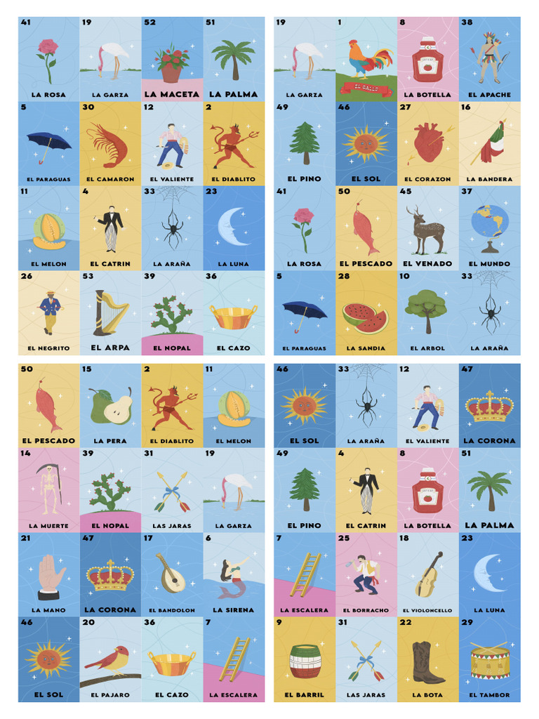 25 Tablas Estilo Modern Loteria Mexicana | PDF