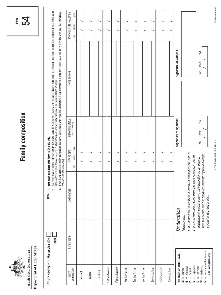 Visa 54 - Family Composition - 54 | PDF