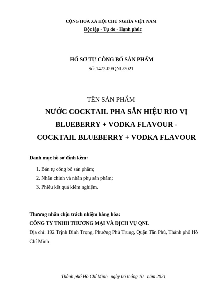 1472-09 Nước Cocktail pha sẵn hiệu Rio vị Blueberry + Vodka Flavour ...
