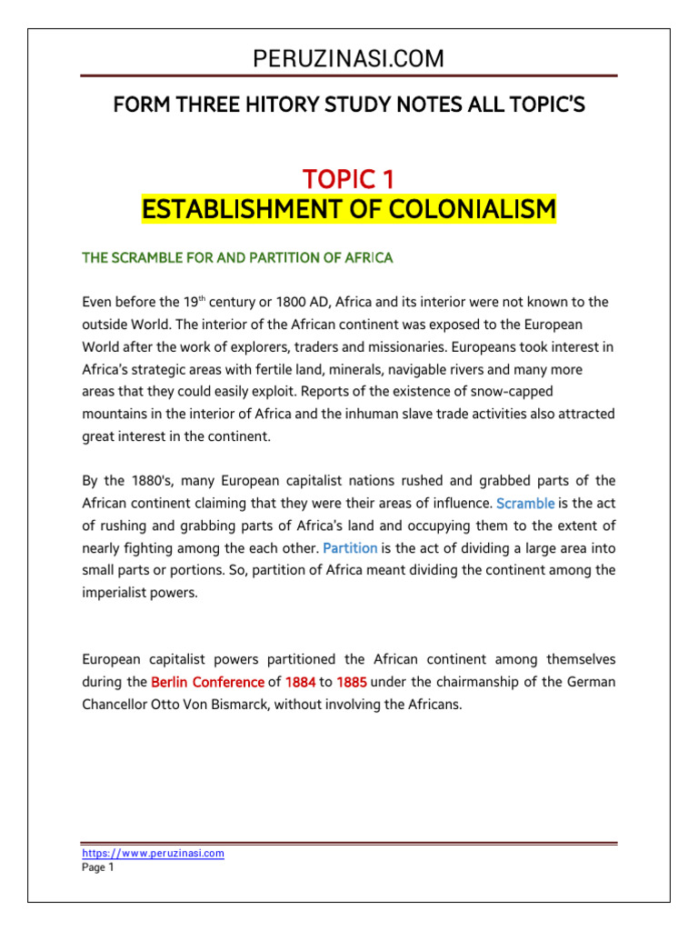 History Form 3 Notes | PDF | British Empire | East Africa