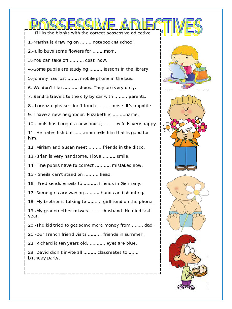 Possessive Adjective Exercises | PDF
