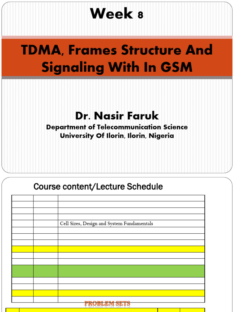 Week 8 - TDMA FRAME STRUCTURE | PDF | Telecommunications Engineering ...