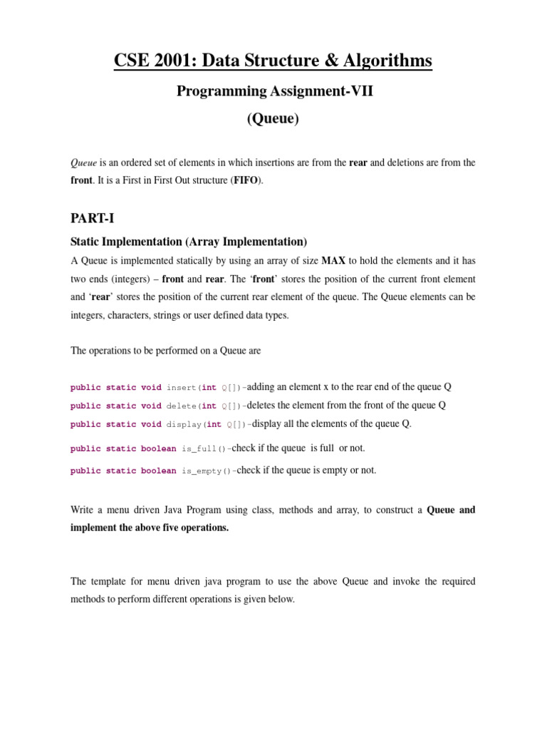 DSA Programming Assignment-VII | PDF | Queue (Abstract Data Type ...