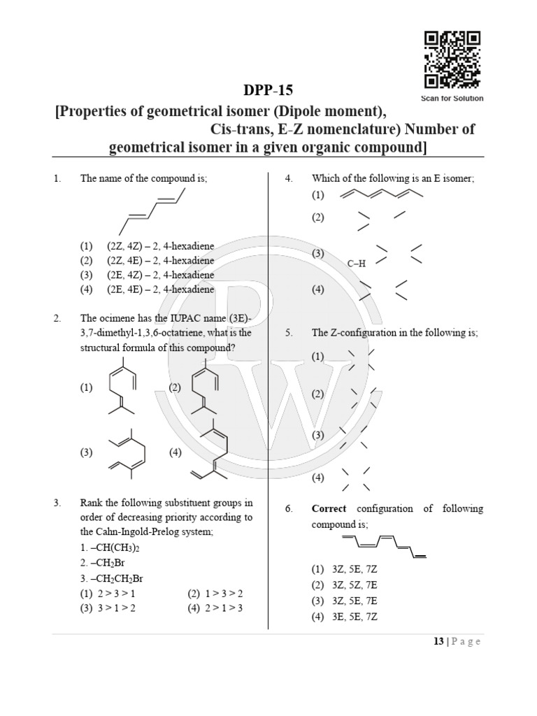 Merge DPP-10 - 21 - Isomerism Chemistry - Dropper NEET 13 | PDF | Inorganic Chemistry | Organic ...