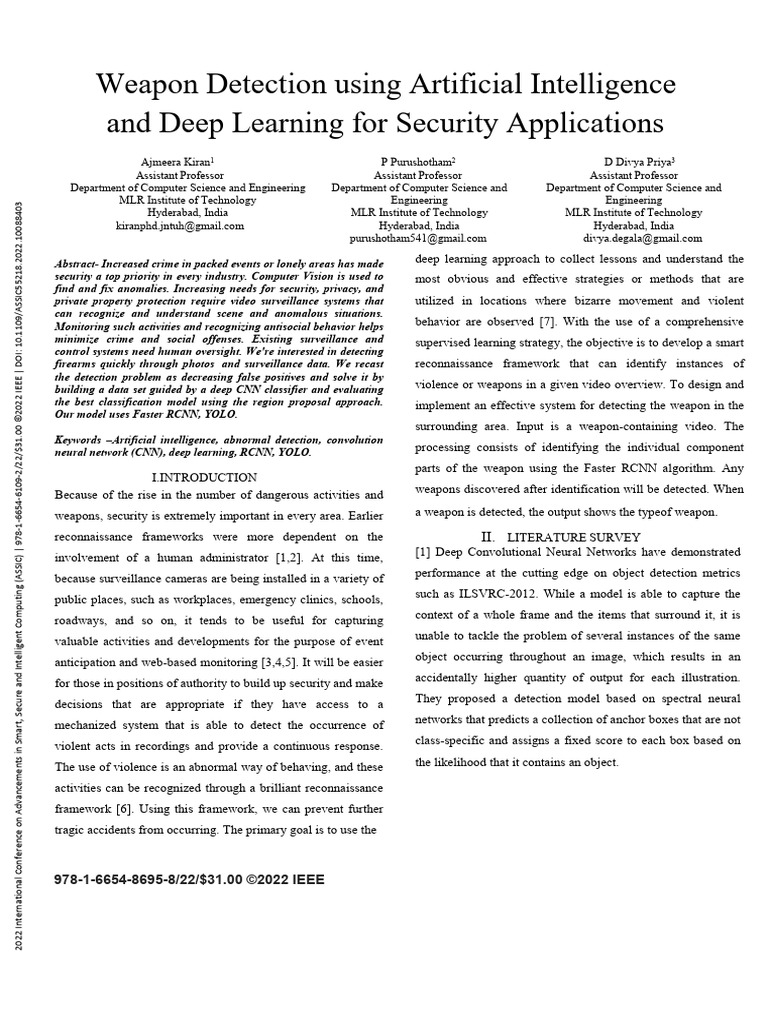 Weapon Detection Using Artificial Intelligence and Deep Learning For Security Applications | PDF ...