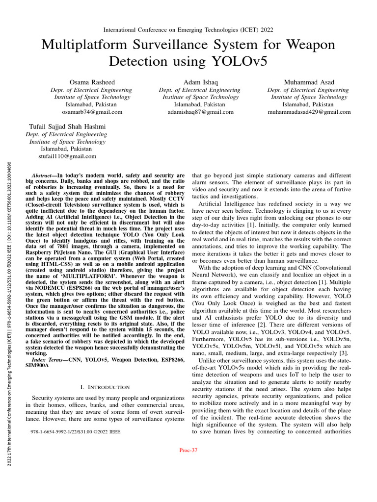 Multiplatform_Surveillance_System_for_Weapon_Detection_using_YOLOv5 (1) | PDF | Frame Rate ...