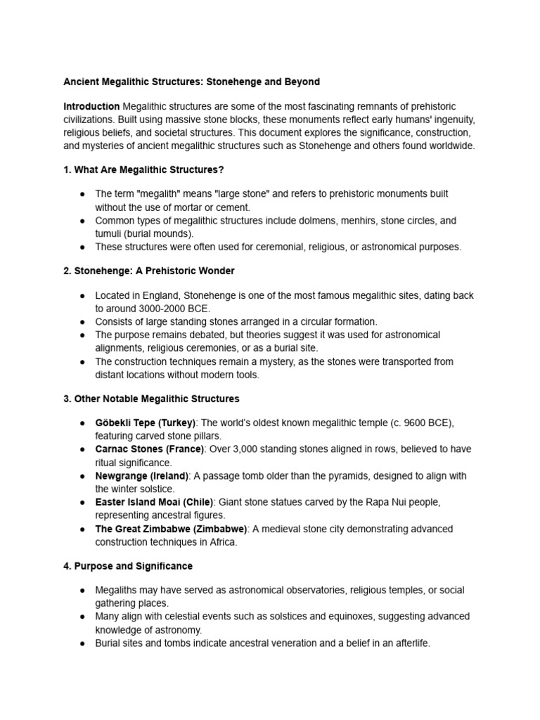 Ancient Megalithic Structures Explained | PDF | Archaeology | Monuments ...
