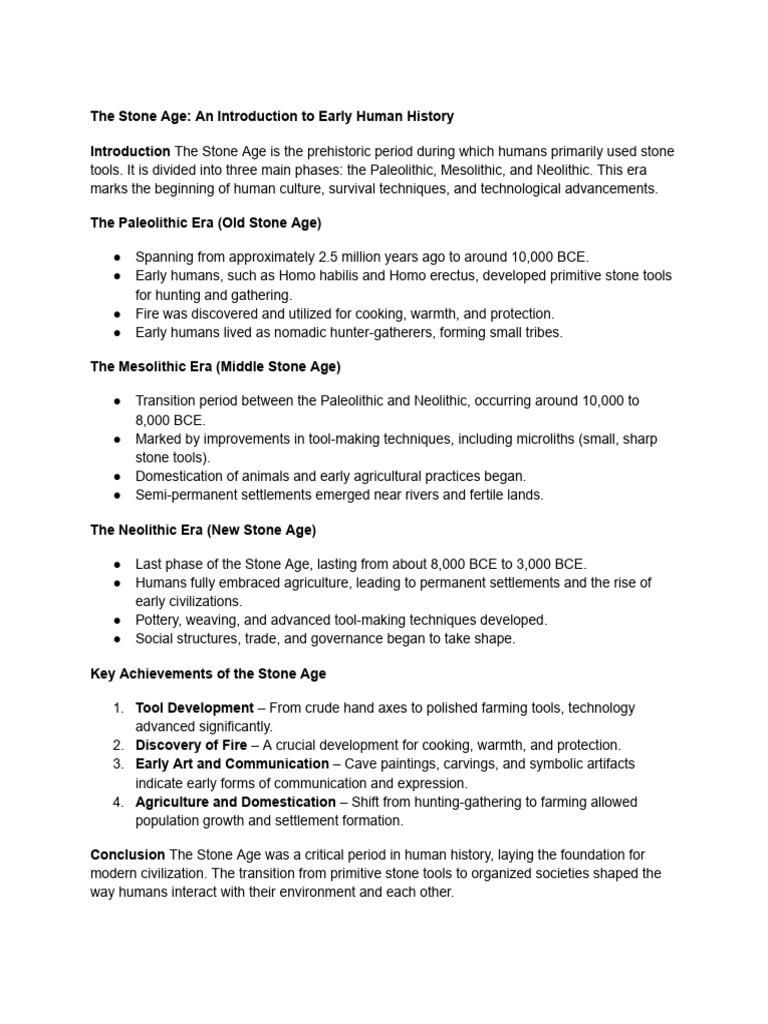 The Stone Age - An Introduction To Early Human History | PDF