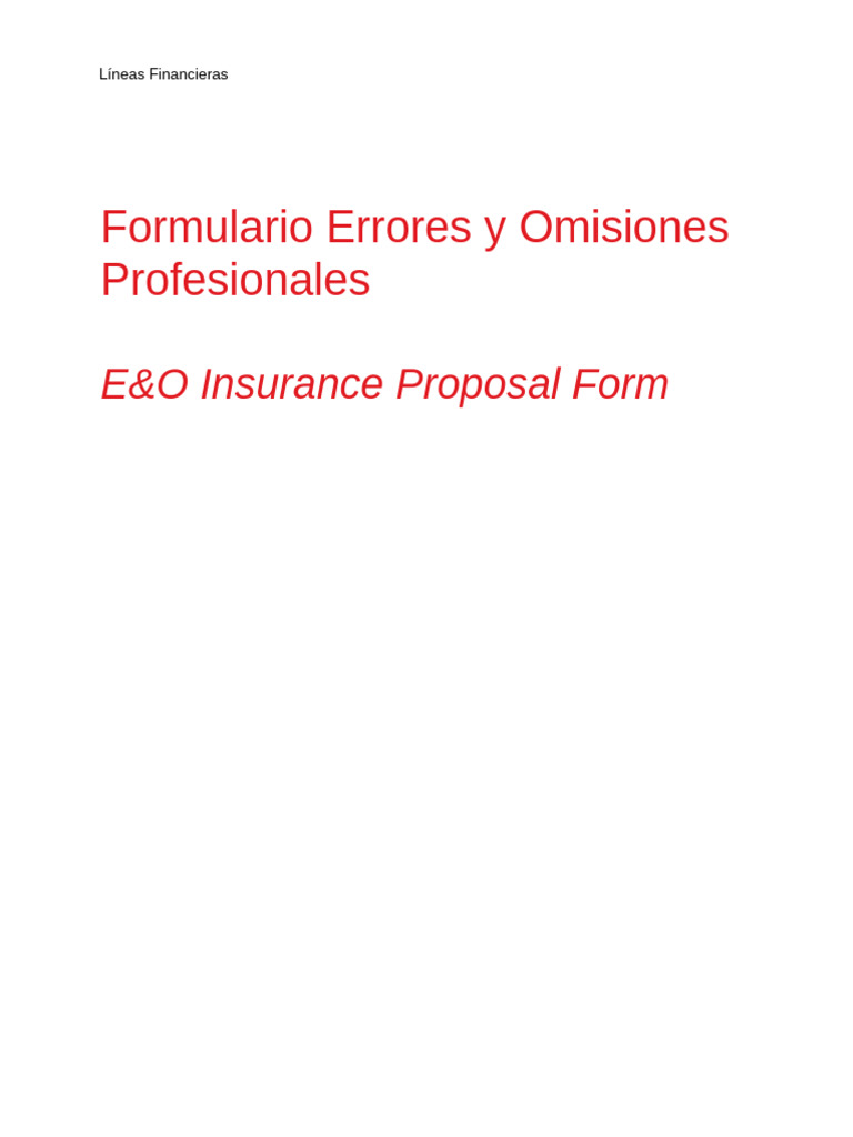 Cuestionario E&O - RC Profesional | PDF | Derecho civil (sistema legal) | Derecho empresarial