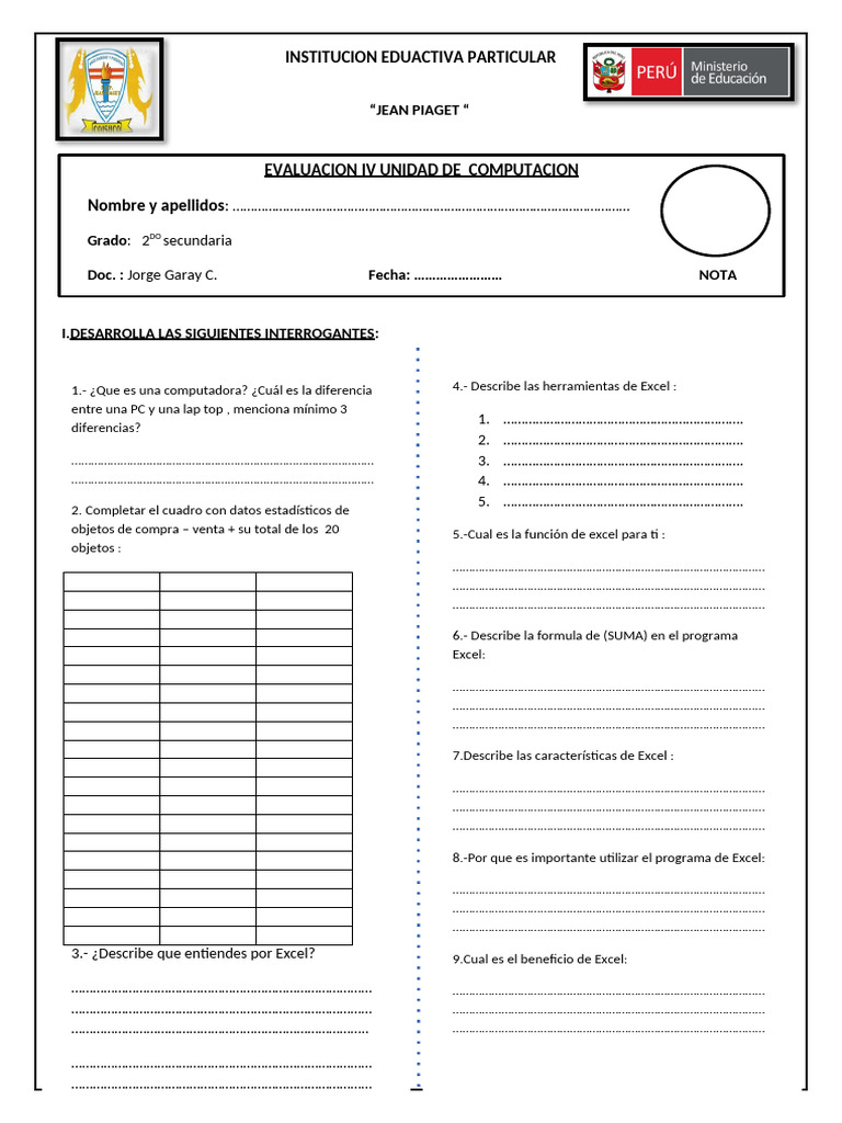 Examen 2do Secundaria | PDF