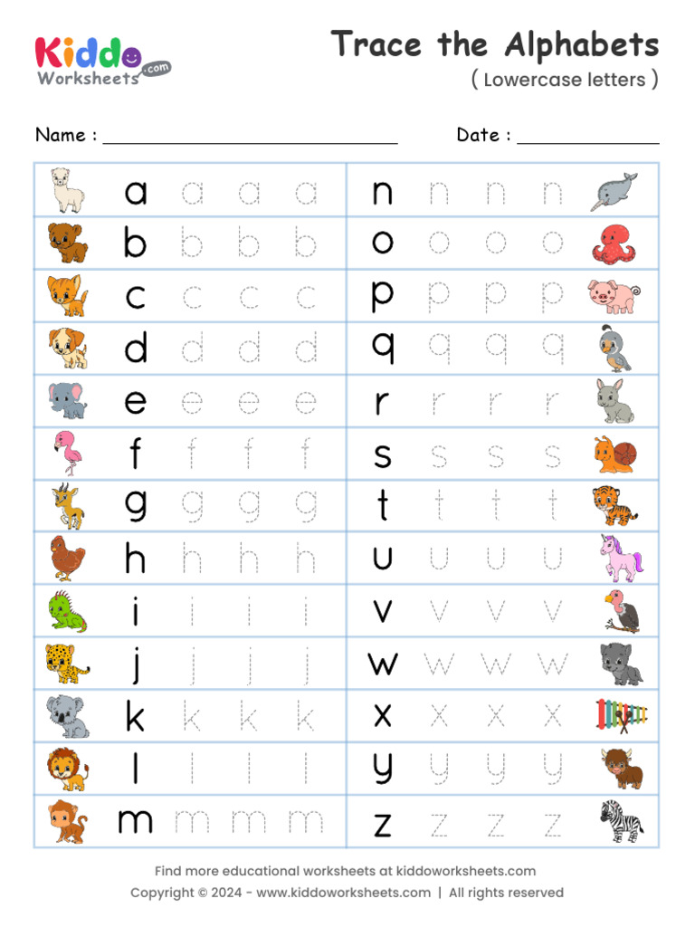 Lowercase Letter Tracing Worksheets | PDF