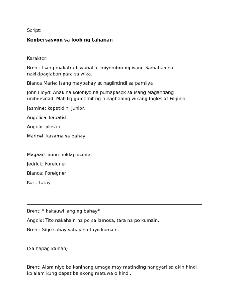 Script Sa Filipino | PDF