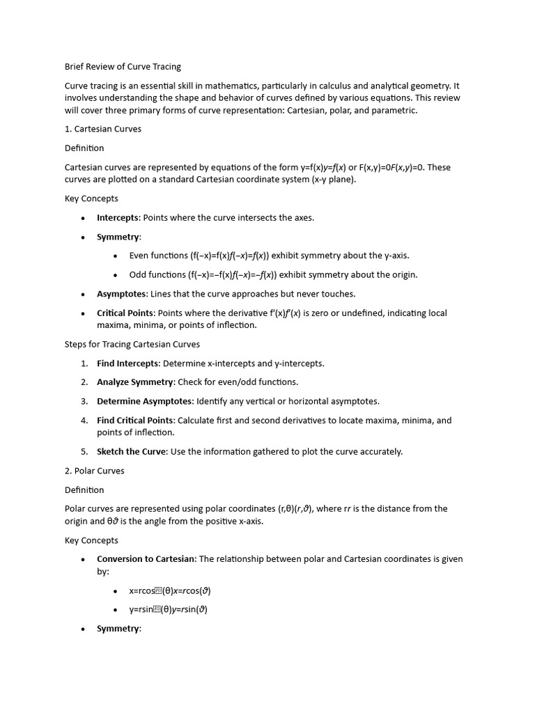 Curve Tracing in Engineering Mathematics | PDF | Coordinate System ...