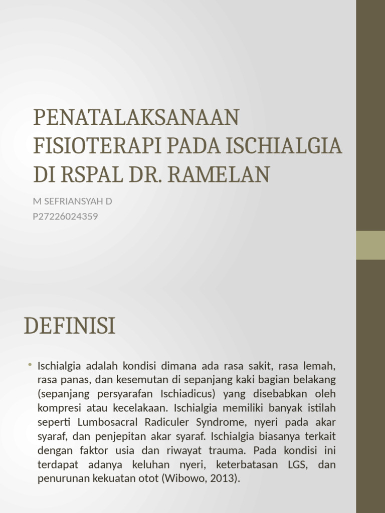 Fisioterapi Ischialgia di RSPAL Dr. Ramelan | PDF