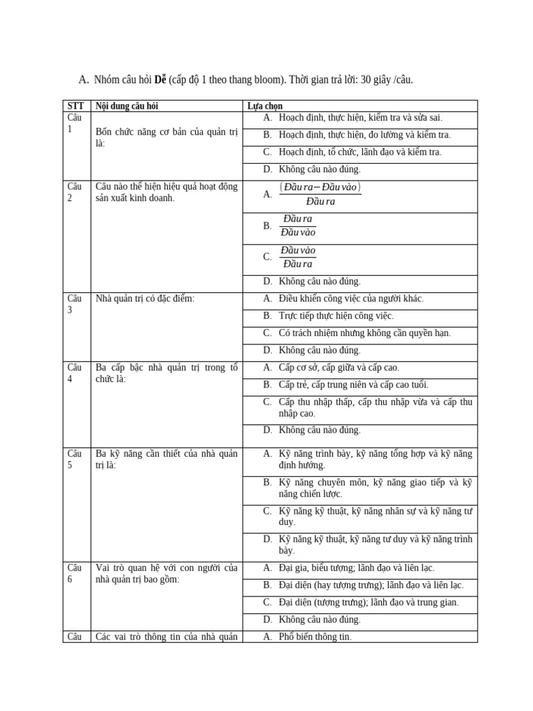 De - QTH - Trắc Nghiệm | PDF